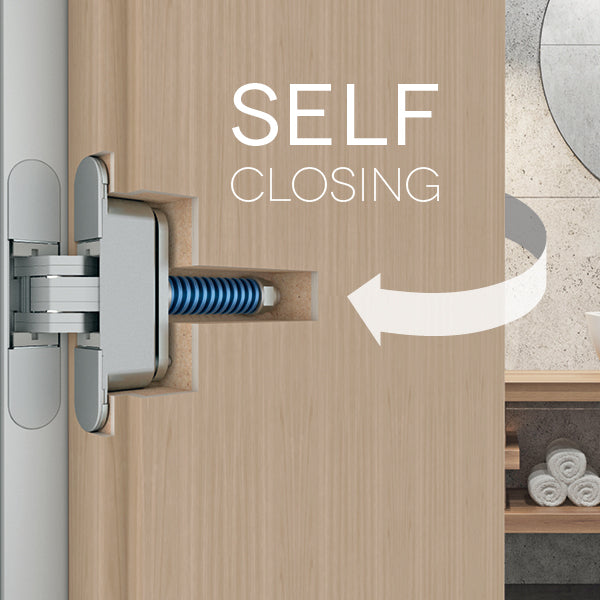 Self-closing concealed hinge for heavy doors – Handleco.SA